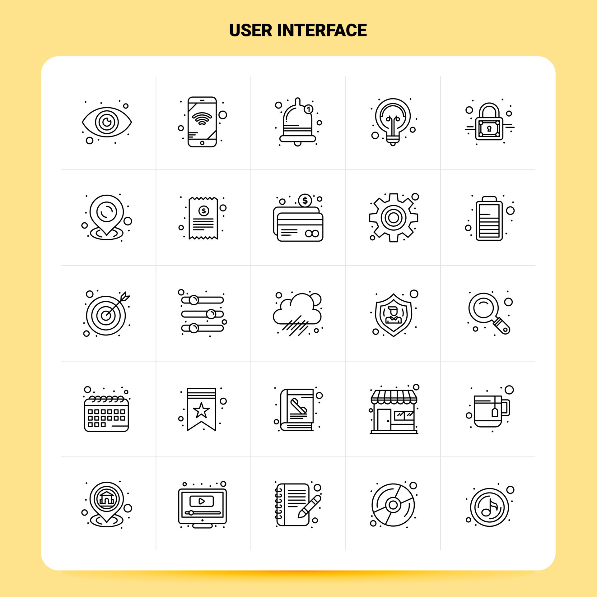 Outline 25 User Interface Icon Set Vector Line Style Design Black Icons Set Linear Pictogram