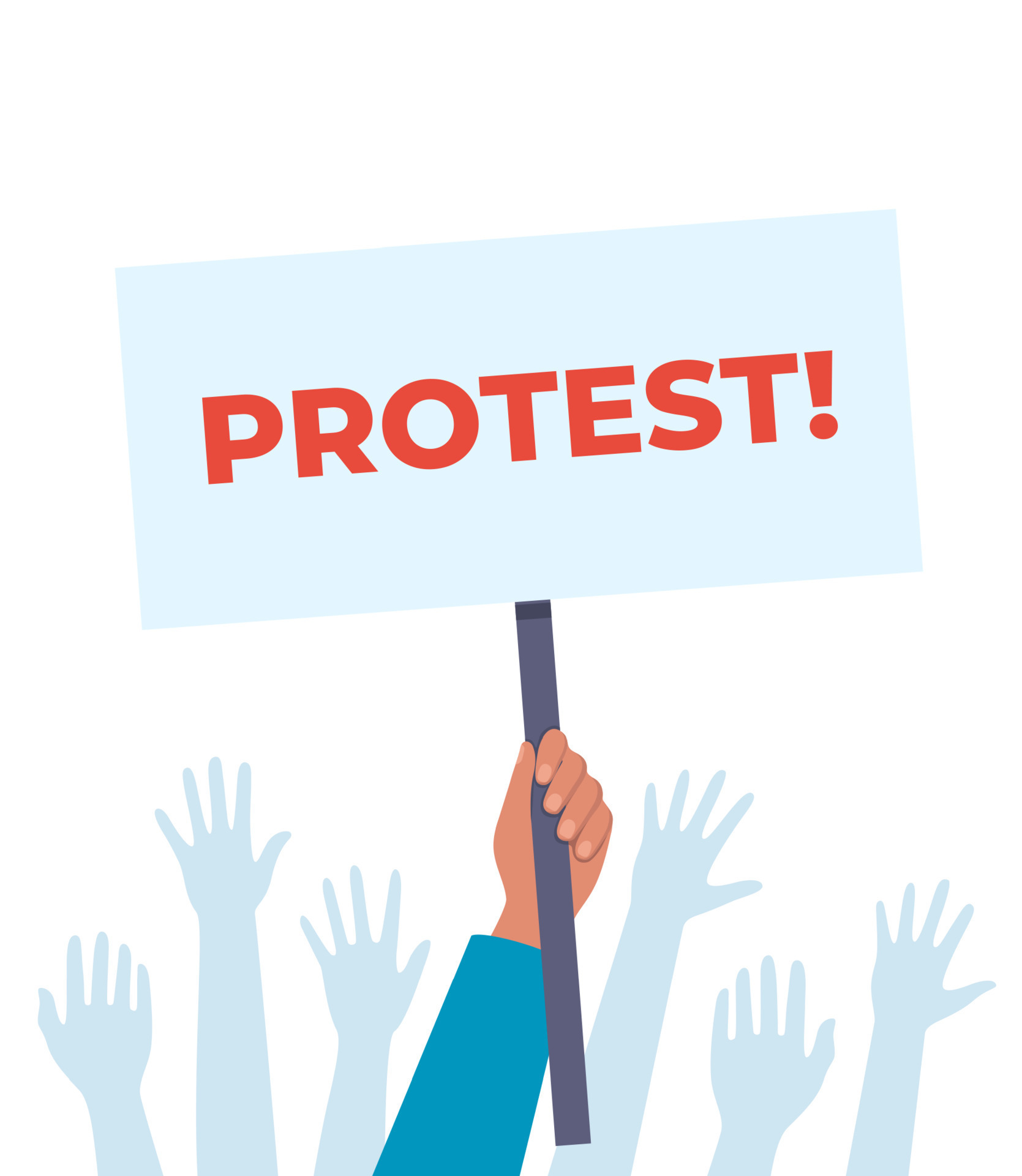 Human Hand Holds Protest Sign Protest Blank Banner Manifesting