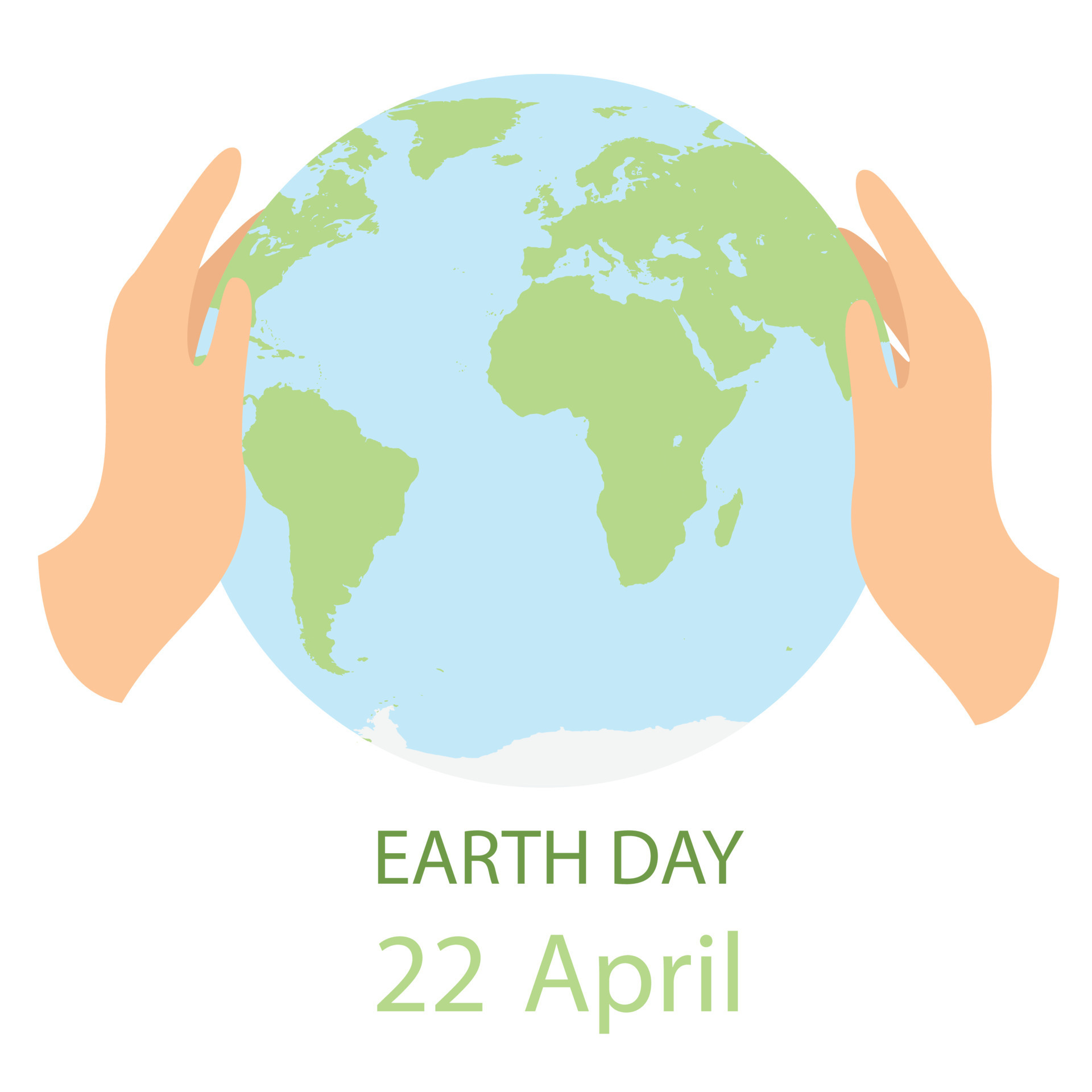 Square banner for Earth day, 22 April. Two hands protect Earth. Vector ...
