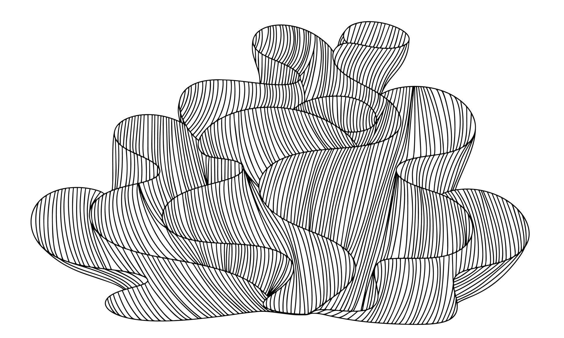 Abstract hand draw element with wave line art. Vector illustration ...