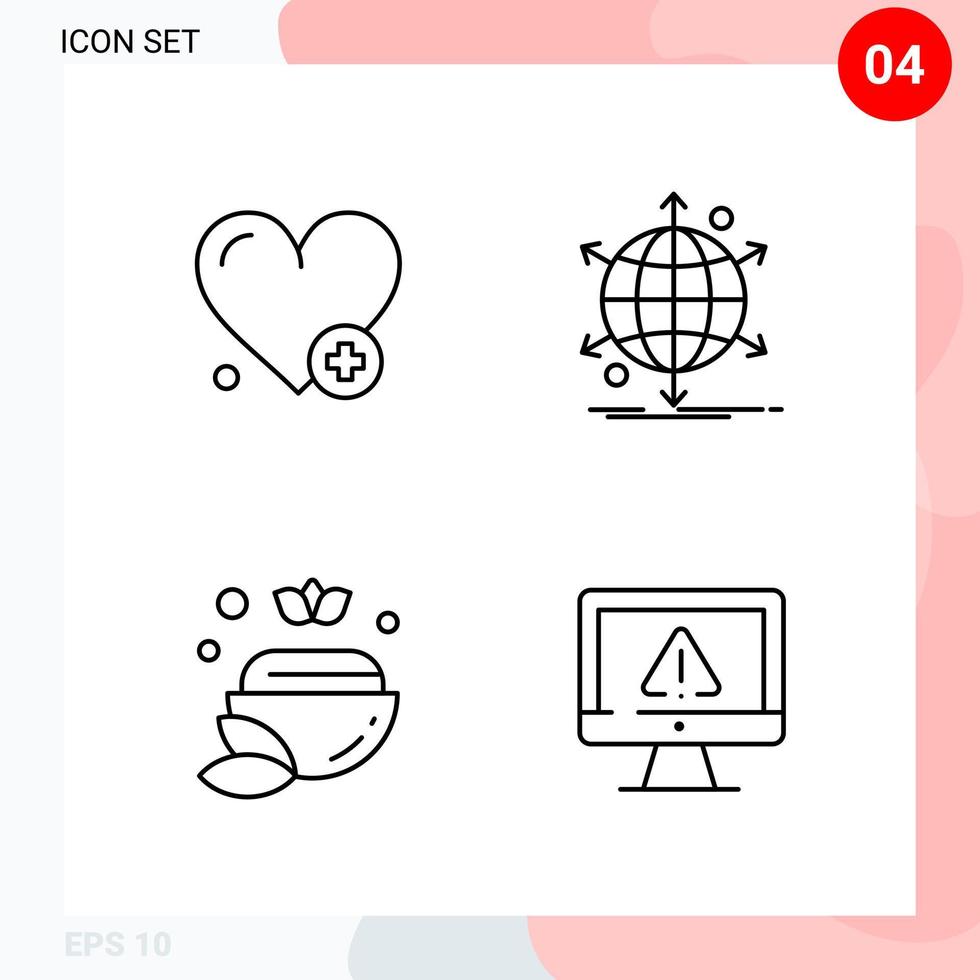 Vector Pack of 4 Icons in Line Style Creative Outline Pack isolated on ...