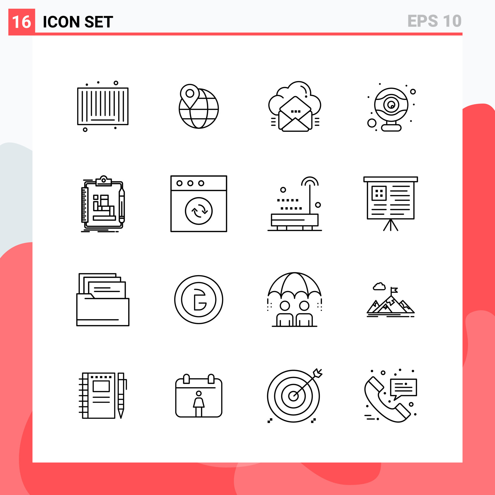 Collection Of 16 Vector Icons In Line Style Modern Outline Symbols For Web And Mobile Line Icon