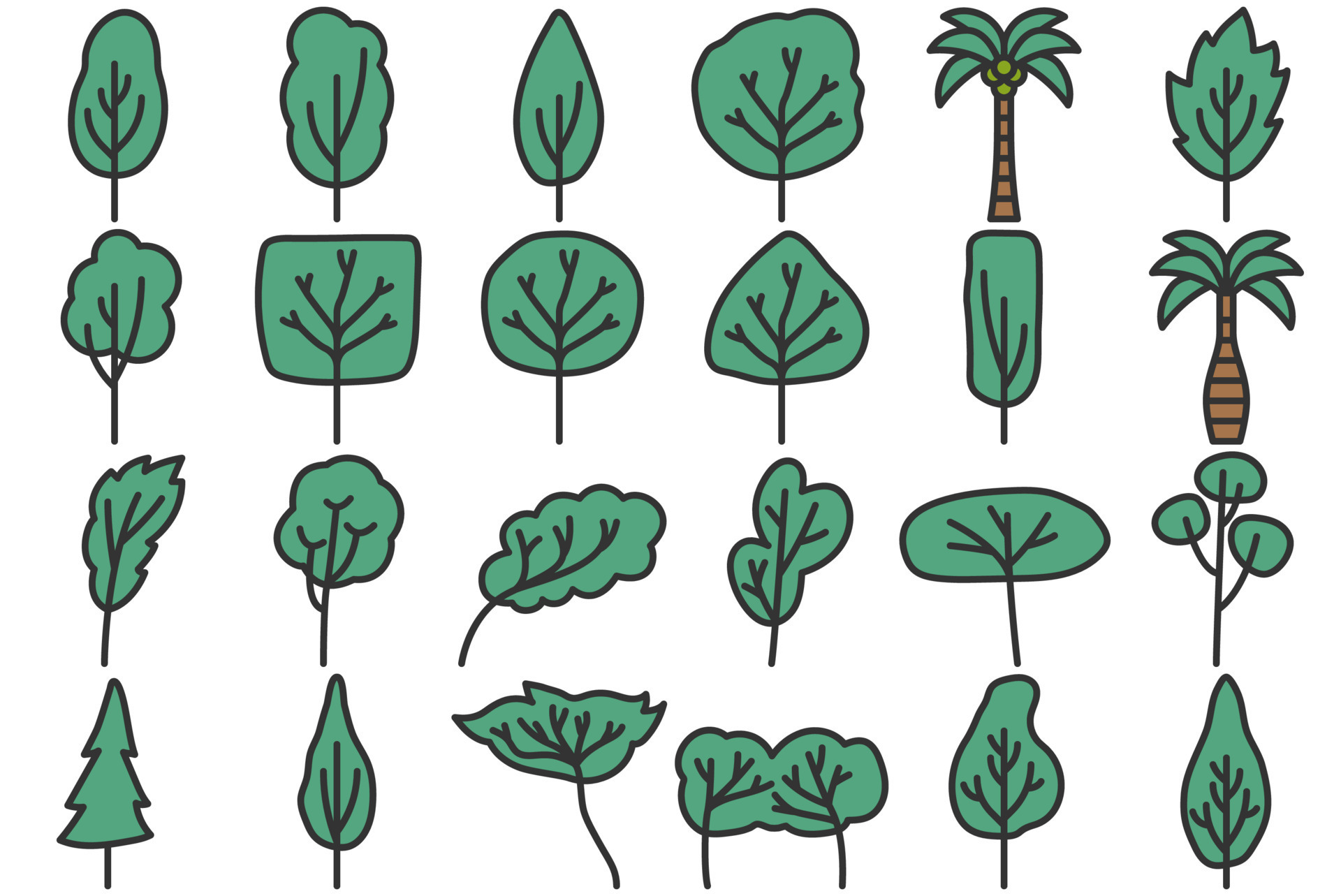 Tree icon. Hand drawn tree iconset. 15430780 Vector Art at Vecteezy