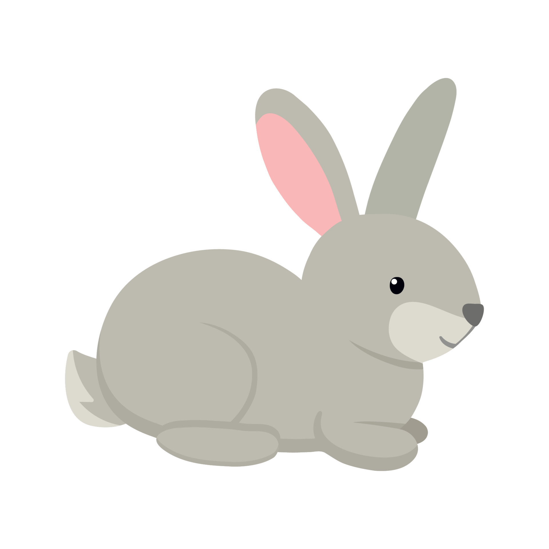 Cute grey rabbit sits. Vector illustration lovely bunny isolated on ...