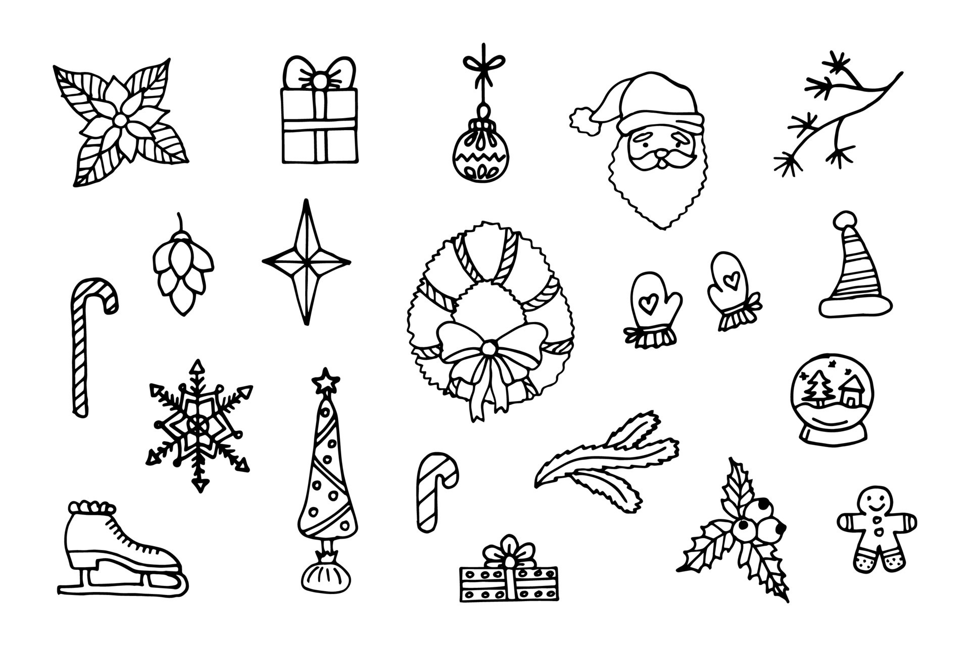 Christmas Doodle Icon hand drawn Set. vector illustration 15437175 ...