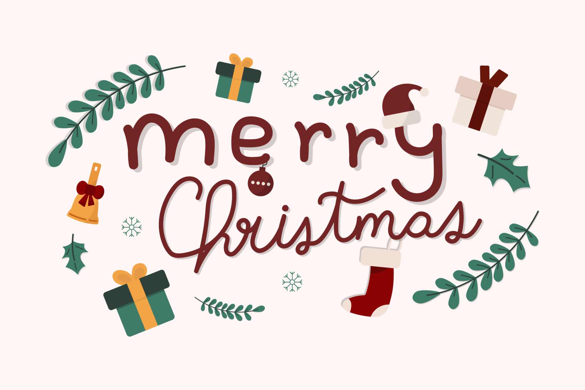 Merry Christmas handwriting word and christmas elements background ... Merry Christmas handwriting word and christmas elements background ...