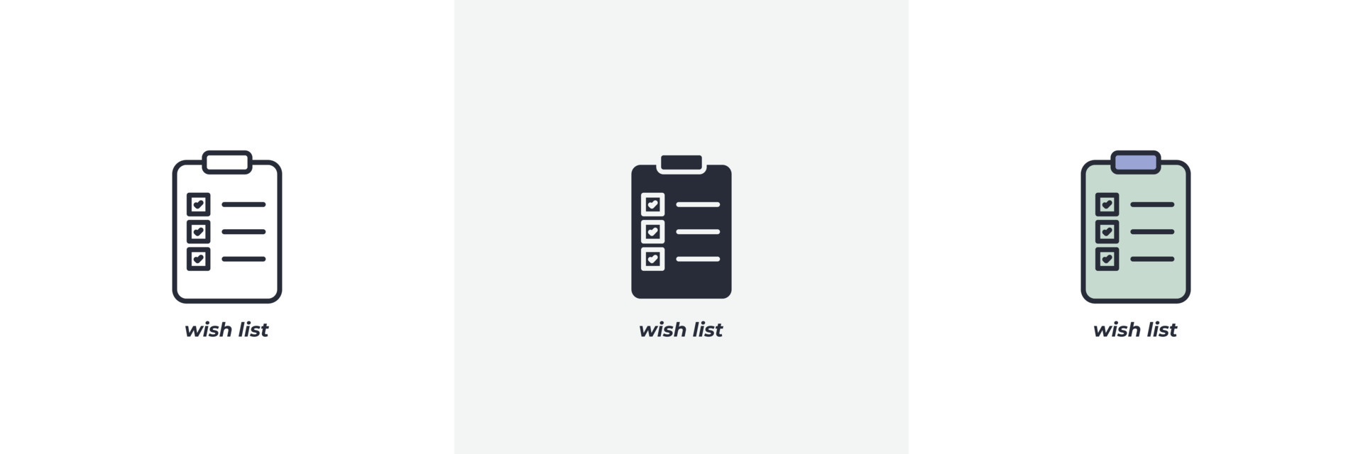 wish list icon. Line, solid and filled outline colorful version ...