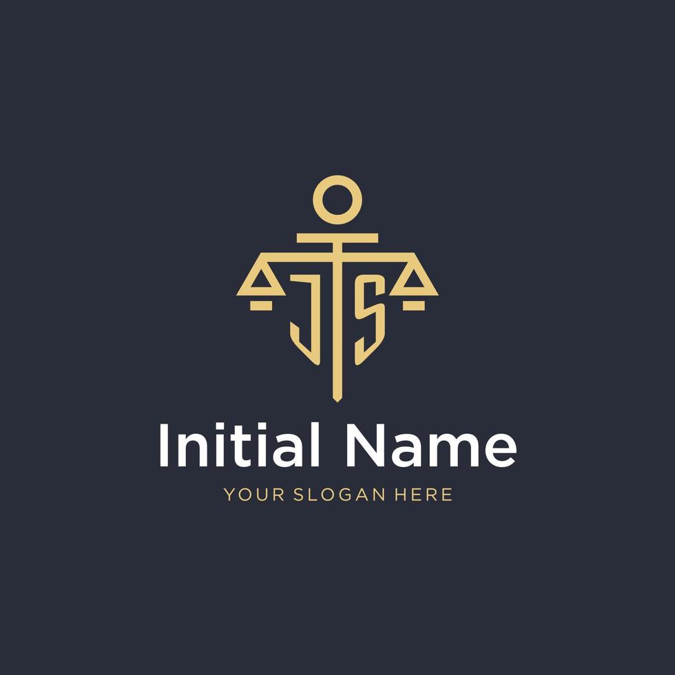 JS initial monogram logo with scale and pillar style design 15441283 ...