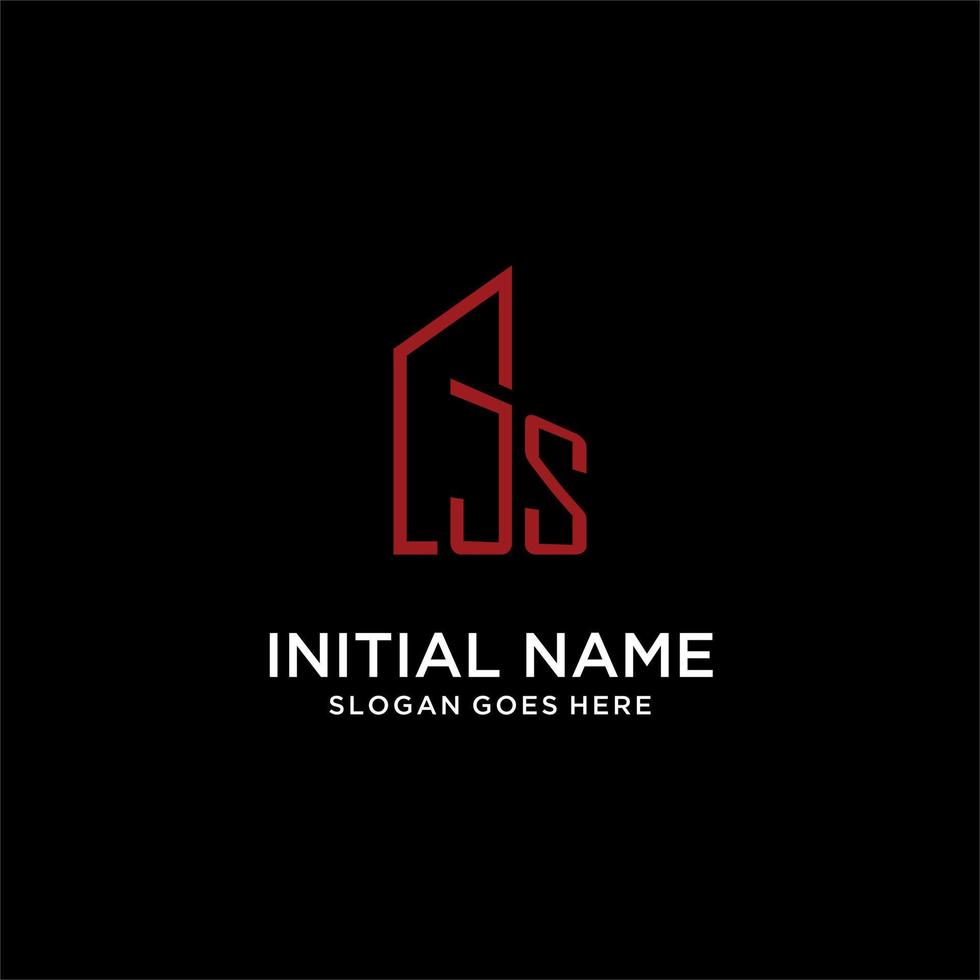 JS initial monogram with building logo design 15441516 Vector Art at ...