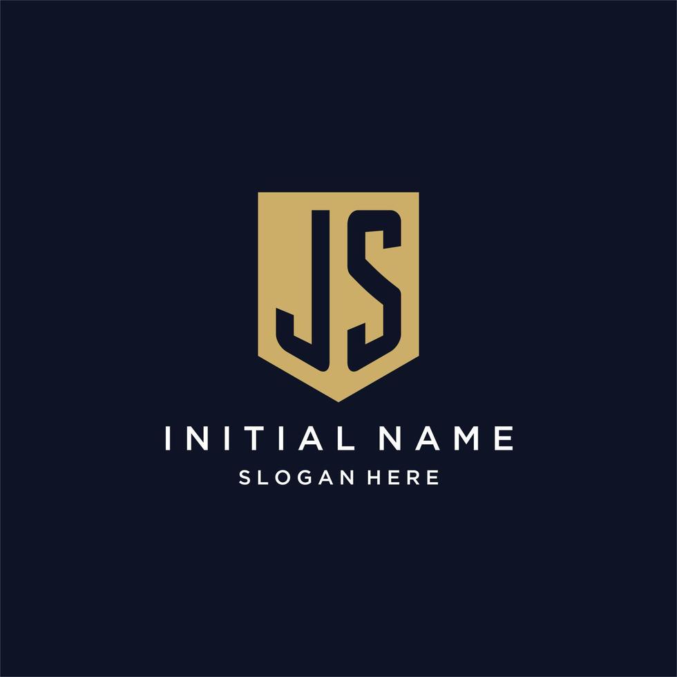 JS monogram initials logo design with shield icon 15444033 Vector Art ...