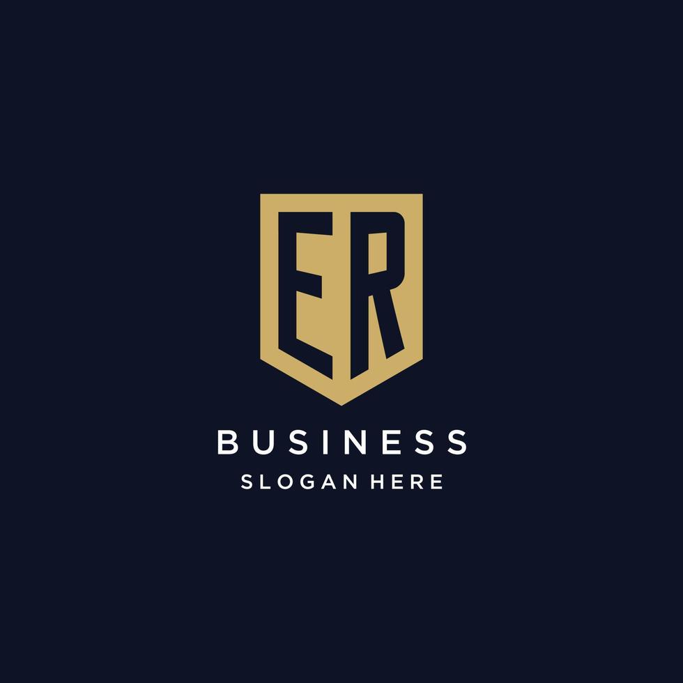 diseño de logotipo de iniciales de monograma er con icono de escudo 15445057 Vector en Vecteezy