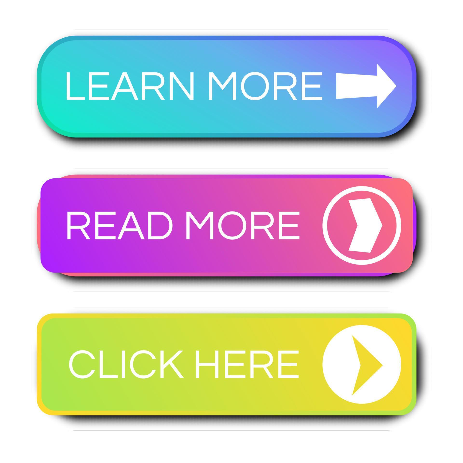 Set Of Three Modern Gradient Buttons With Shadows Read More Buttons Vector Illustration