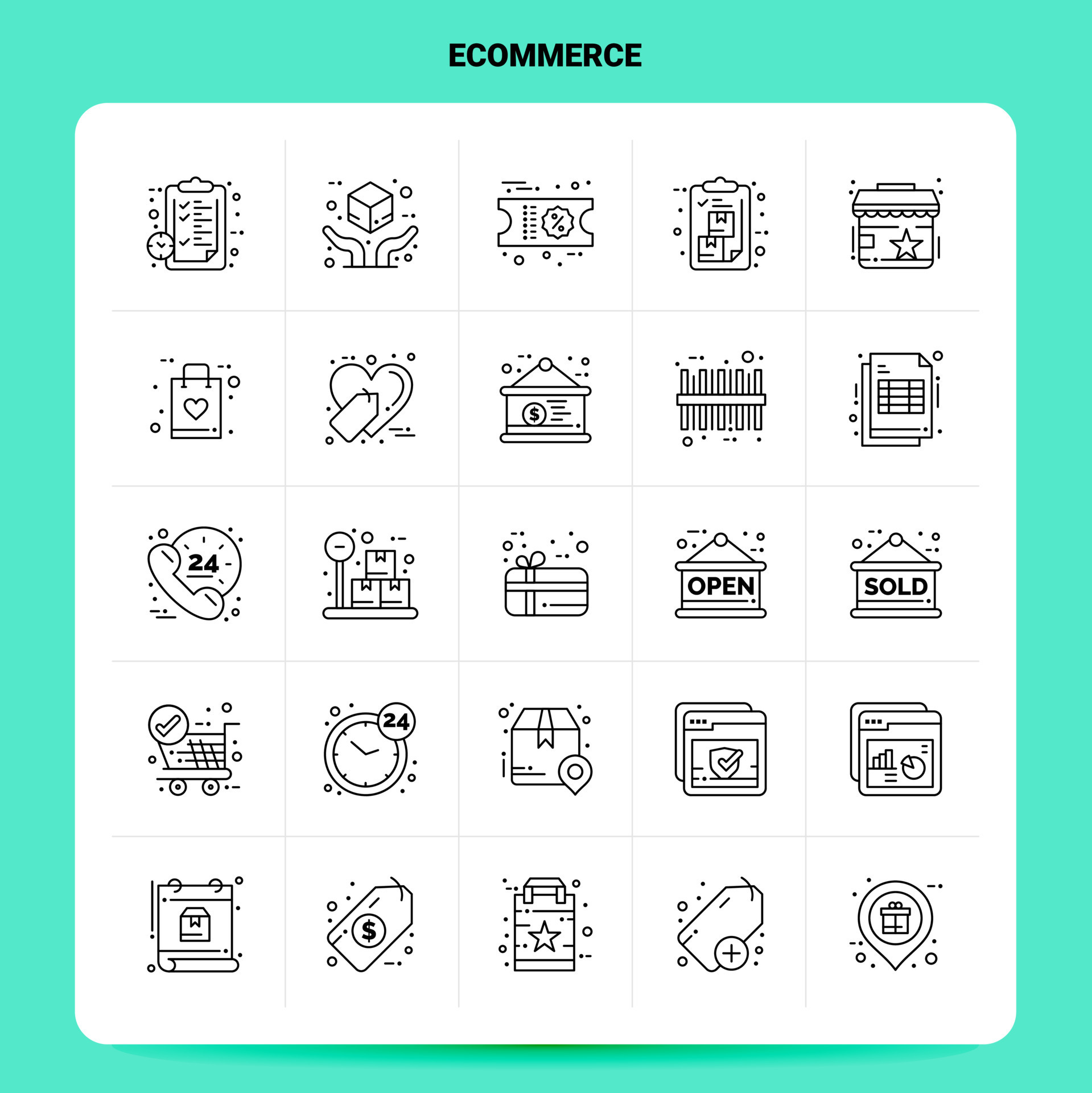 Outline 25 Ecommerce Icon Set Vector Line Style Design Black Icons Set Linear Pictogram Pack Web