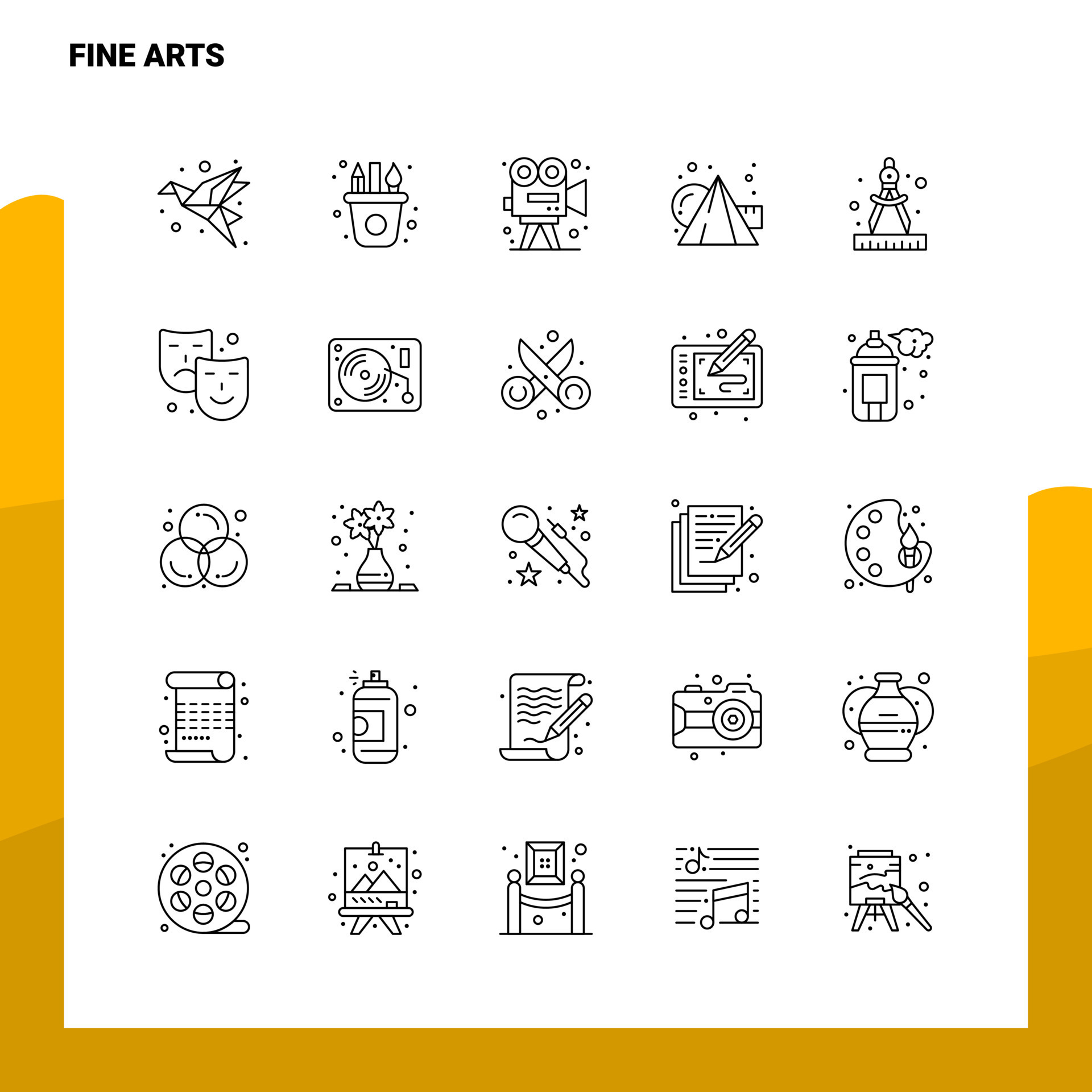 Set of Fine Arts Line Icon set 25 Icons Vector Minimalism Style Design ...