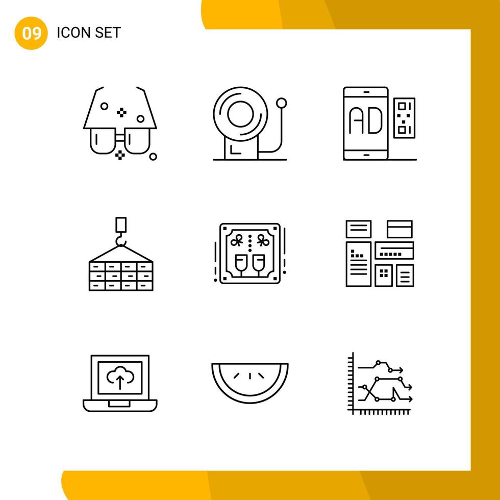 9 Icon Set Line Style Icon Pack Outline Symbols isolated on White ... 9 Icon Set Line Style Icon Pack Outline Symbols isolated on White ...