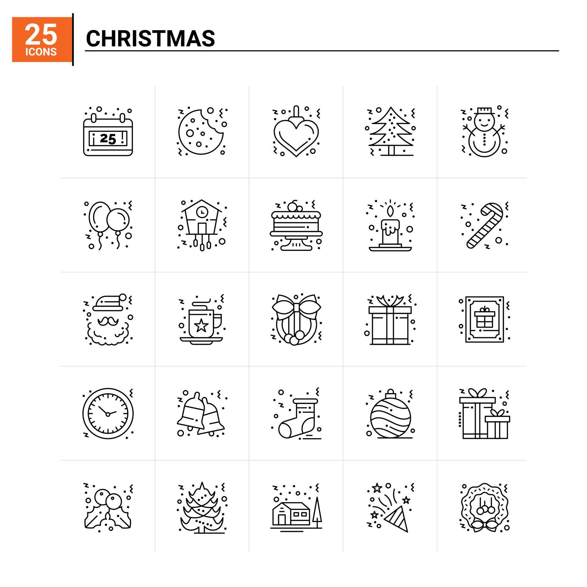 25 Christmas icon set vector background 15452026 Vector Art at Vecteezy