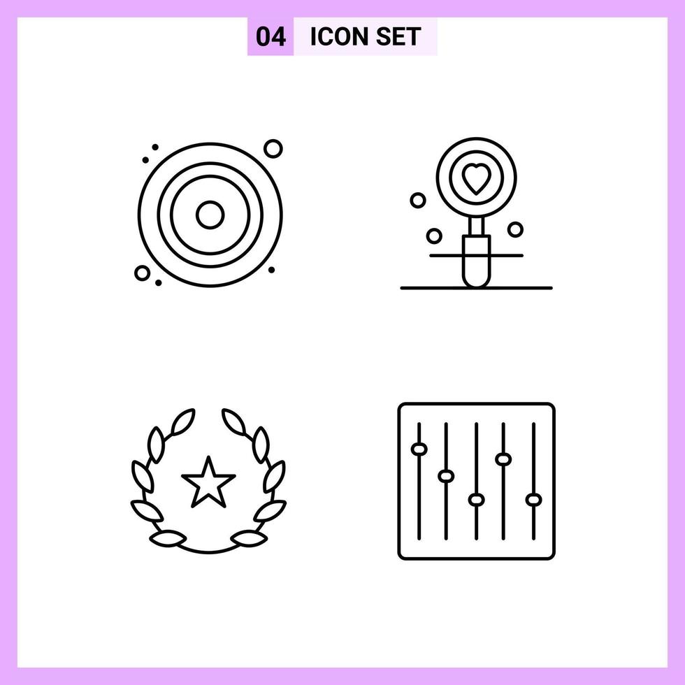 4 Icons In Line Style Outline Symbols On White Background Creative Vector Signs For Web Mobile