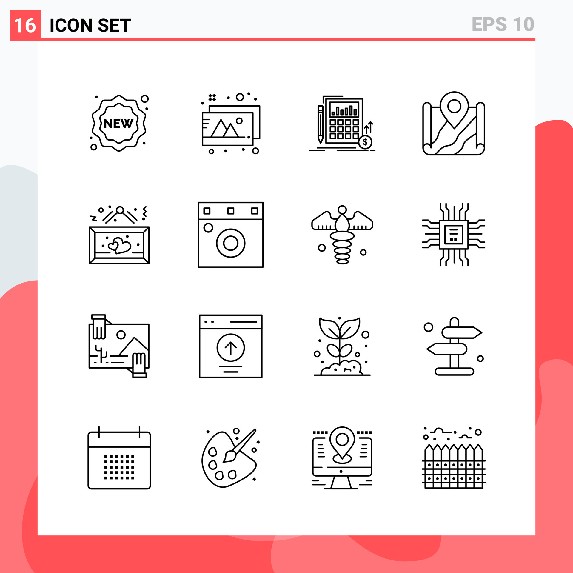 Collection Of 16 Vector Icons In Line Style Modern Outline Symbols For Web And Mobile Line Icon
