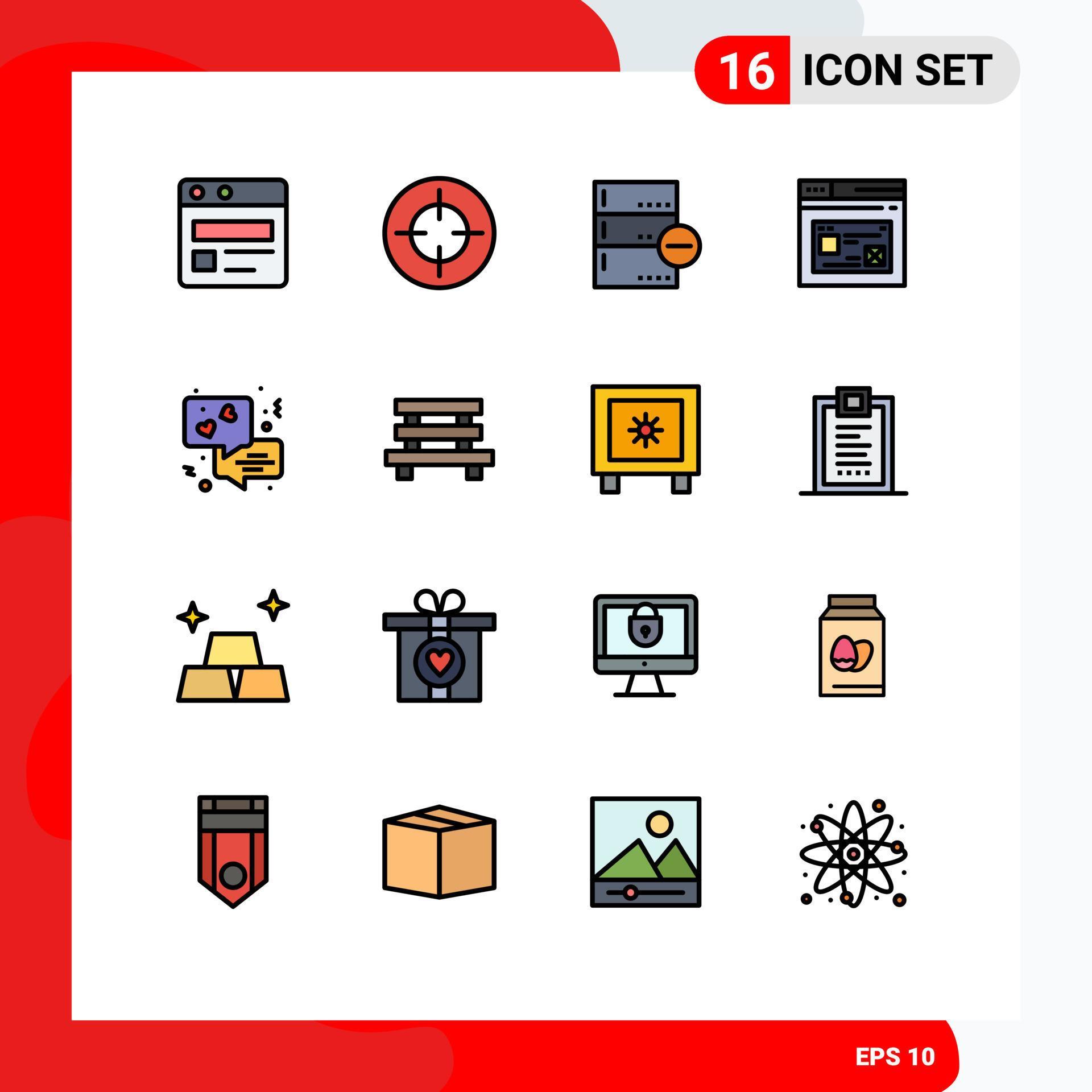 Stock Vector Icon Pack of 16 Line Signs and Symbols for chat website ...