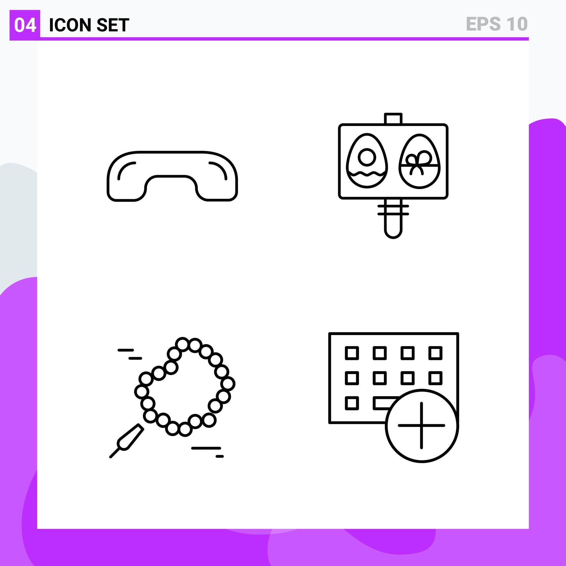 Set Of 4 Icons In Line Style Creative Outline Symbols For Website Design And Mobile Apps Simple