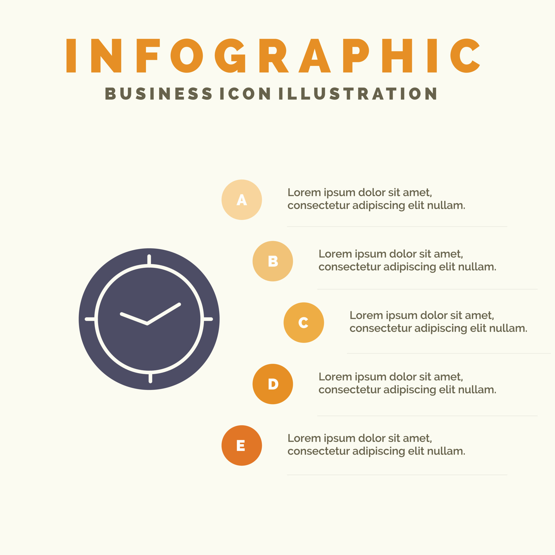 Watch Time Timer Clock Solid Icon Infographics 5 Steps Presentation ...