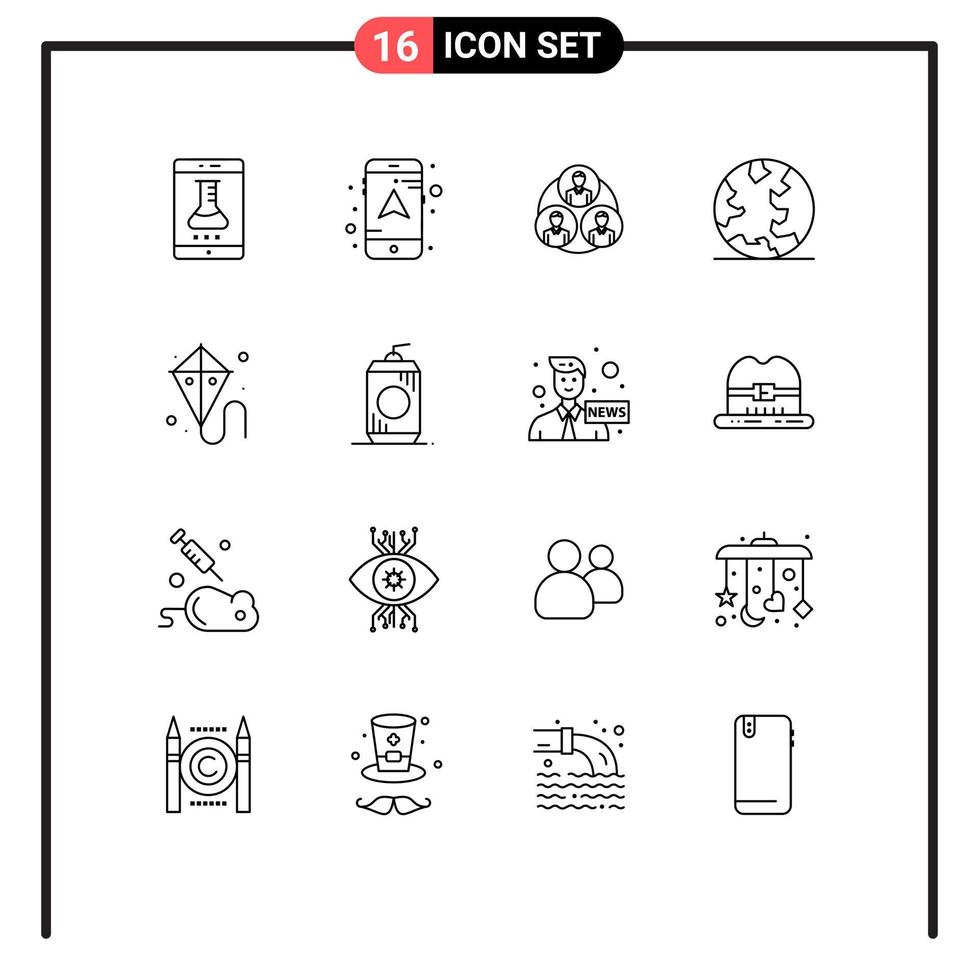 16 Universal Outlines Set For Web And Mobile Applications Kite Web Staff Online Earth Editable