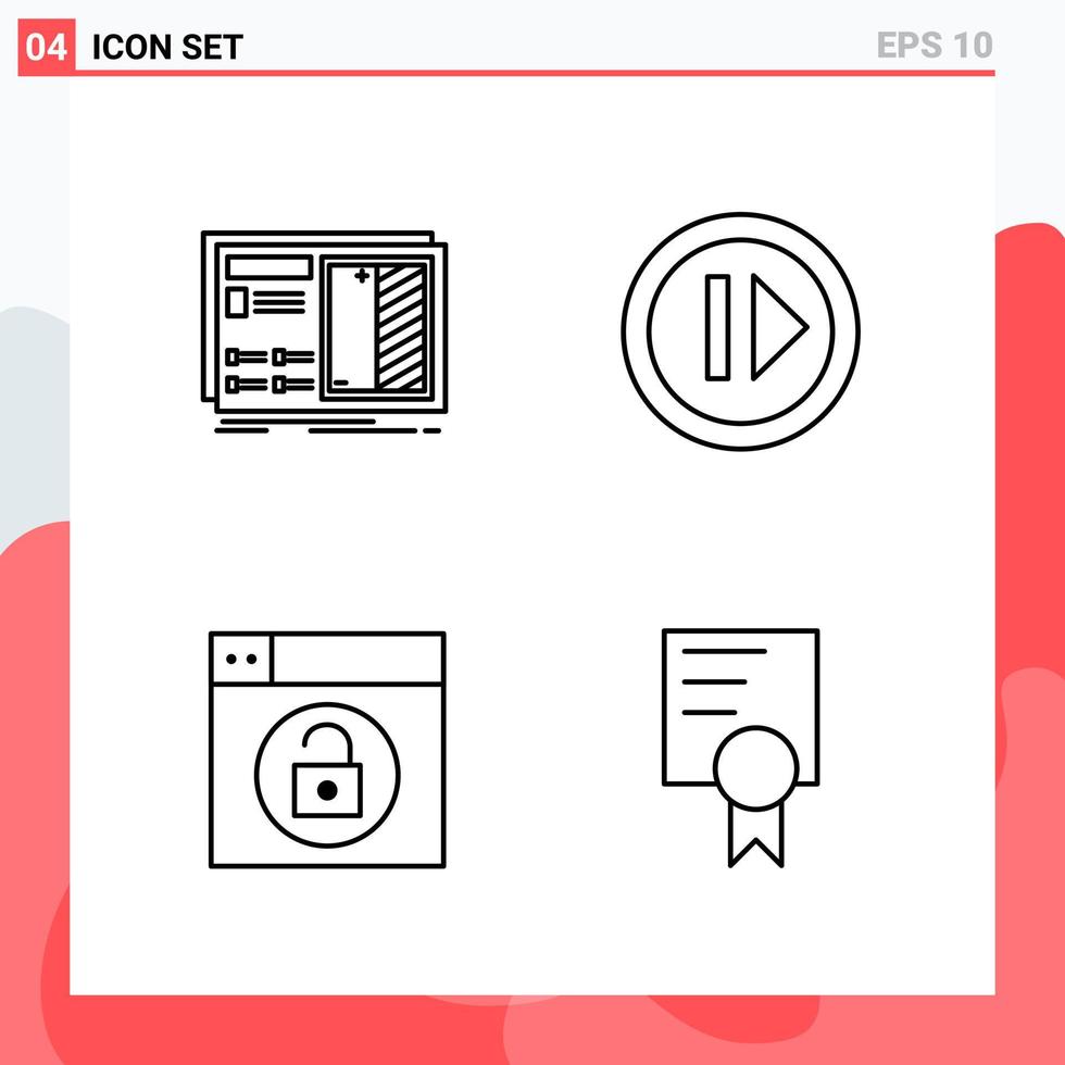 Collection Of 4 Vector Icons In Line Style Modern Outline Symbols For Web And Mobile Line Icon