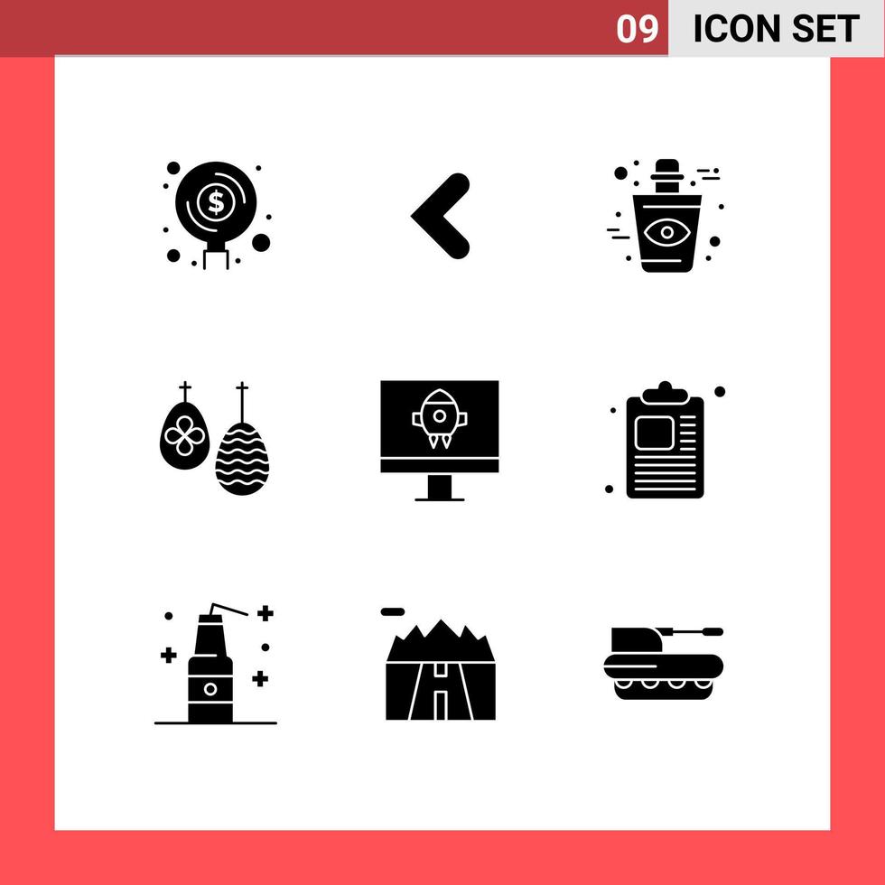 Pictogram Set of 9 Simple Solid Glyphs of computer egg left easter halloween Editable Vector ...