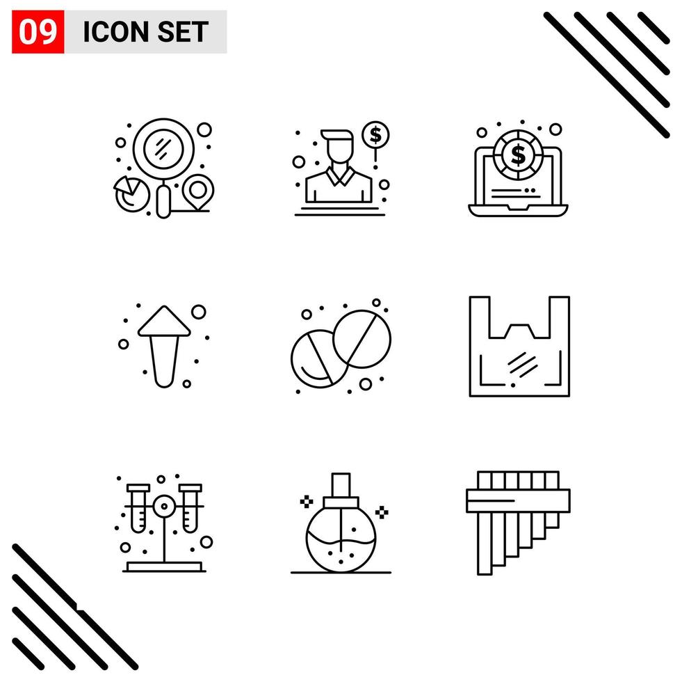 Pixle Perfect Set of 9 Line Icons Outline Icon Set for Webite Designing ...