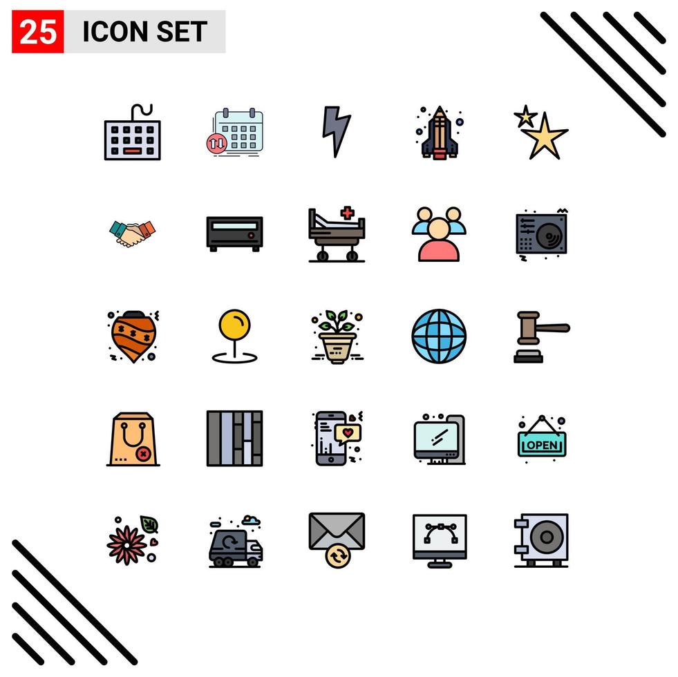 25 Universal Filled Line Flat Color Signs Symbols Of Shape Science Appointment Rocket Ui