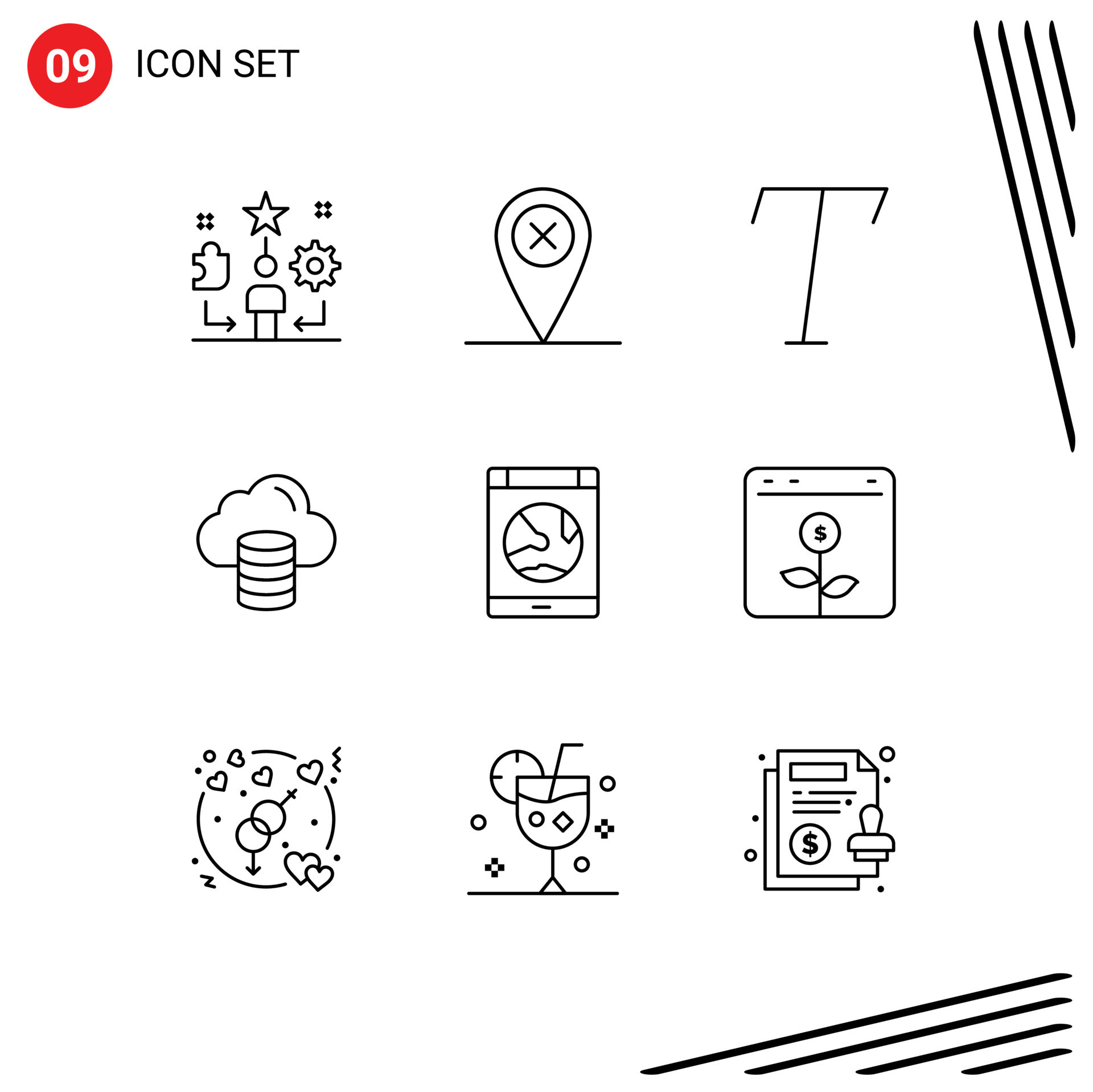 9 User Interface Outline Pack Of Modern Signs And Symbols Of Online Connection Font App Money