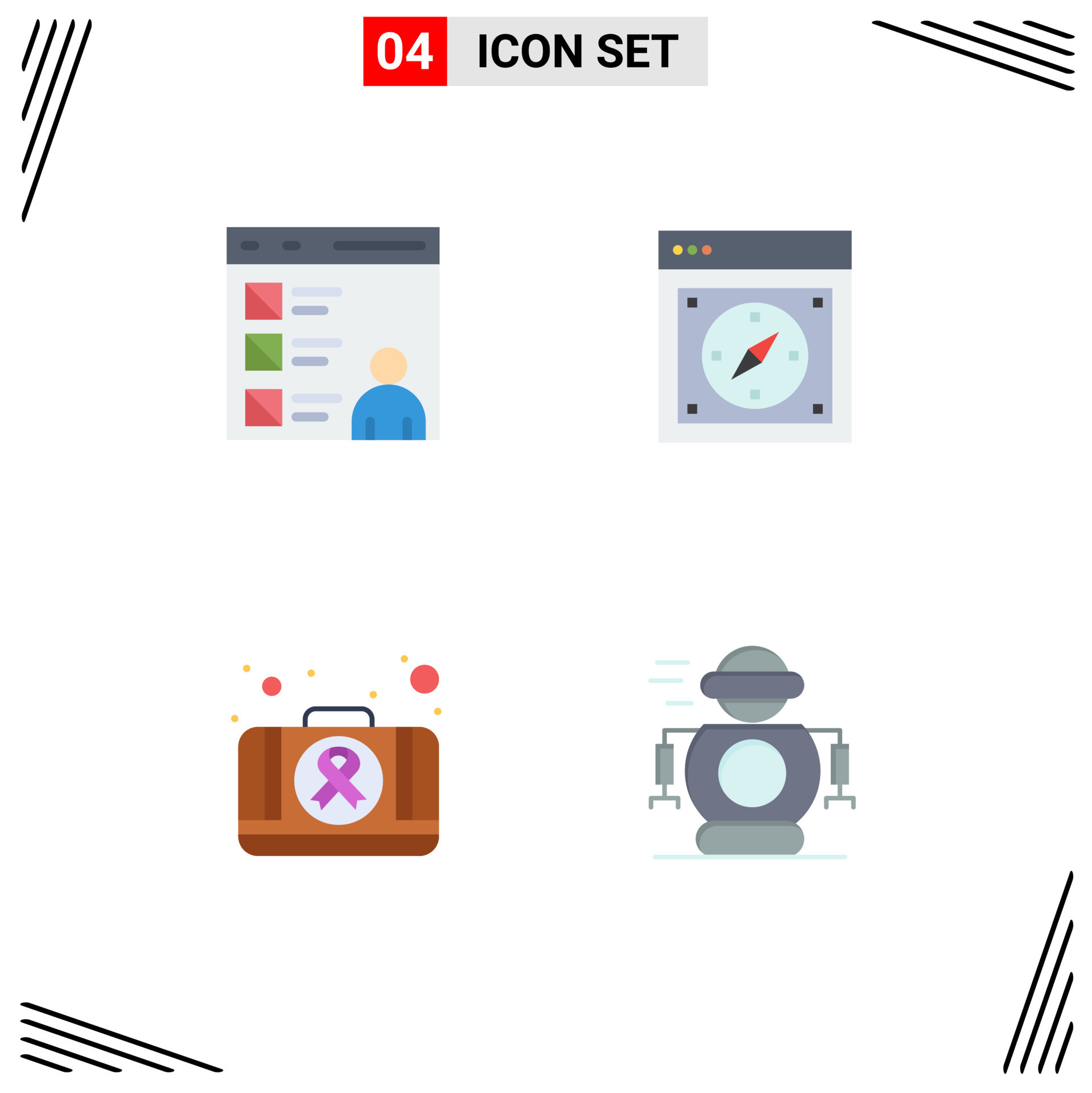 Set of 4 Modern UI Icons Symbols Signs for app web develop compass kit ...