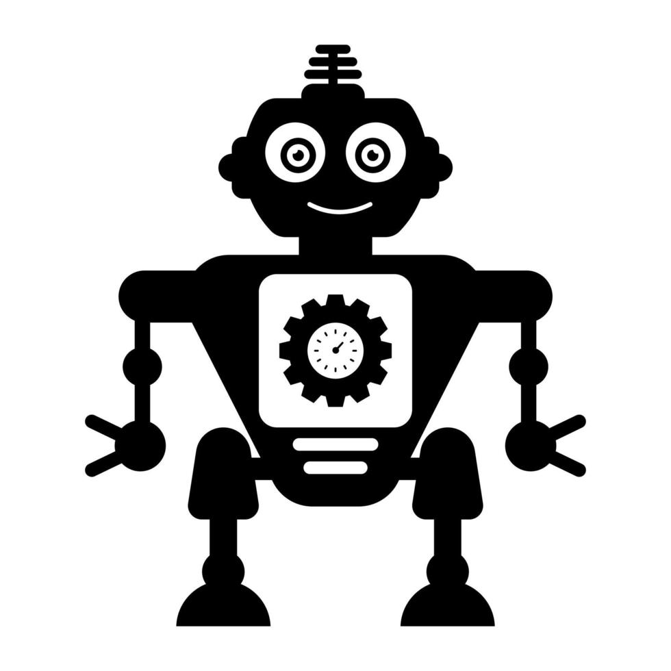 Ai technological testing parameters flat icon of mechanical robot ...