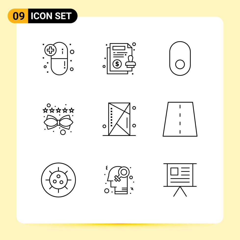 Modern Set Of 9 Outlines Pictograph Of Games Console Apple Rating Management Editable Vector