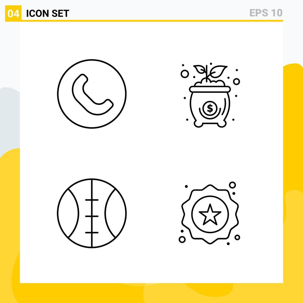 Collection of 4 Universal Line Icons Icon Set for Web and Mobile ...
