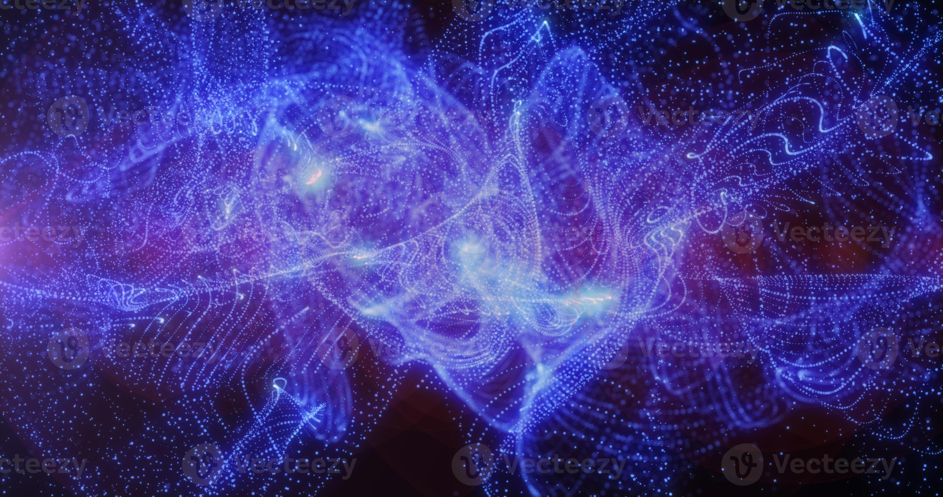 Abstract background of waves of blue futuristic hi-tech grains of sand waves of dots pixel ...