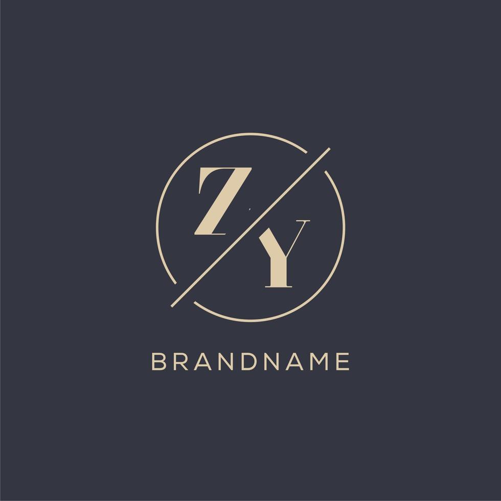 Initial letter ZY logo with simple circle line, Elegant look monogram logo style 15476538 Vector ...