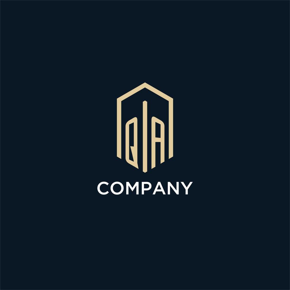 QA initial monogram logo with hexagonal shape style, real estate logo design ideas inspiration ...