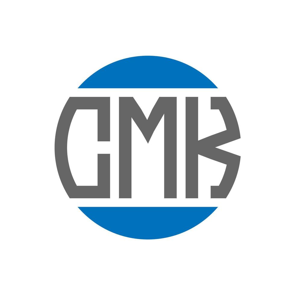 diseño de logotipo de letra cmk sobre fondo blanco. concepto de logotipo de círculo de iniciales ...