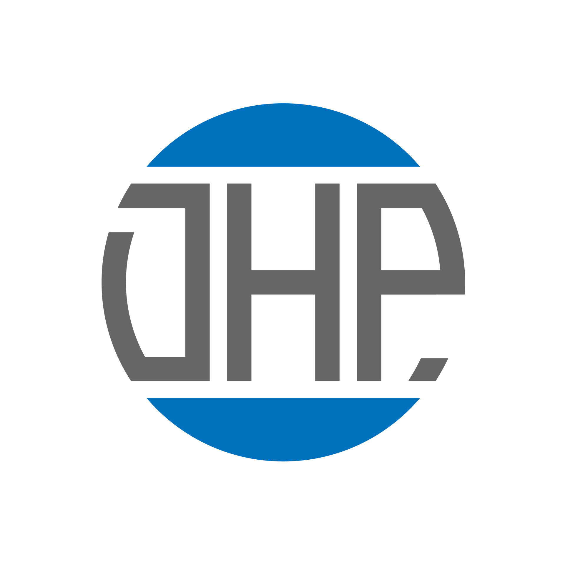 diseño de logotipo de letra dhp sobre fondo blanco. Concepto de logotipo de círculo de iniciales ...