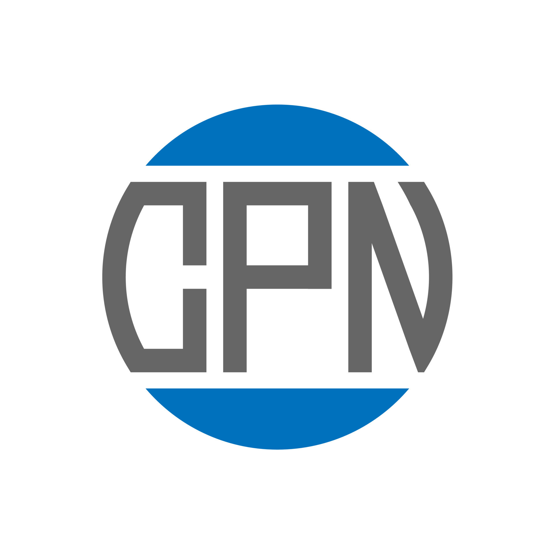 diseño de logotipo de letra cpn sobre fondo blanco. concepto de logotipo de círculo de iniciales ...