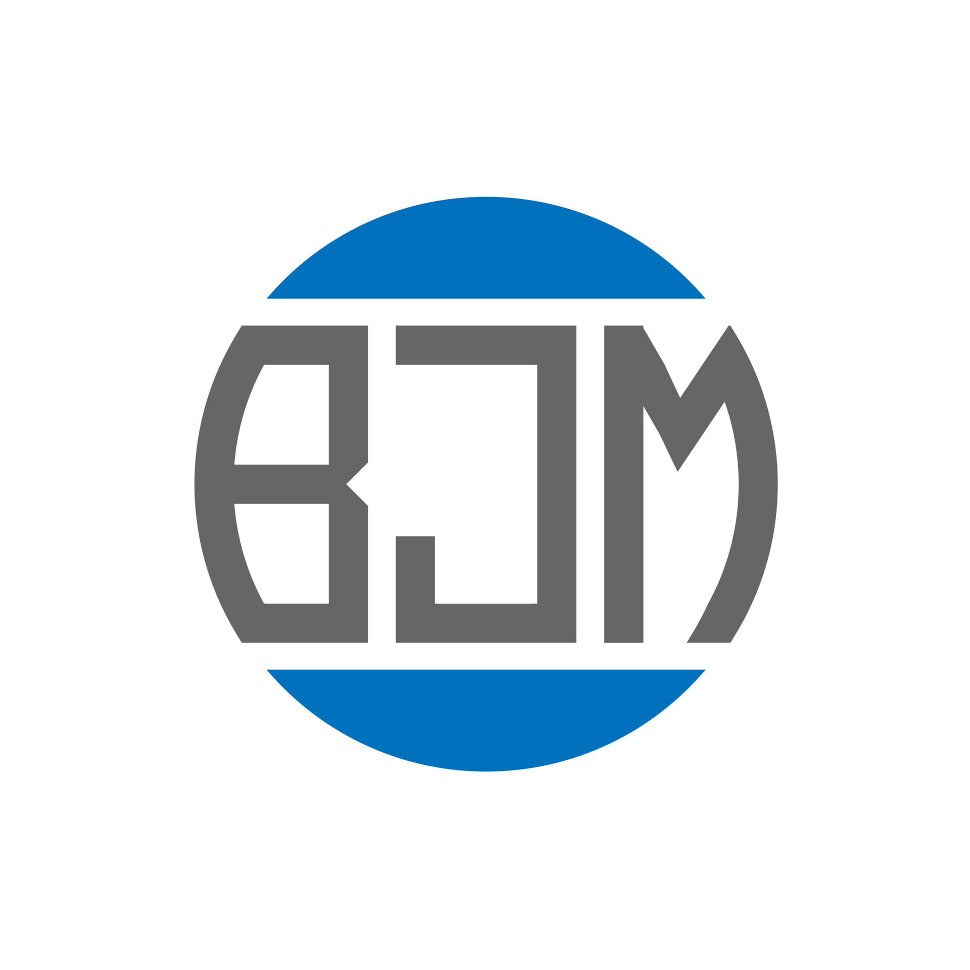 diseño de logotipo de letra bjm sobre fondo blanco. Concepto de logotipo de círculo de iniciales ...
