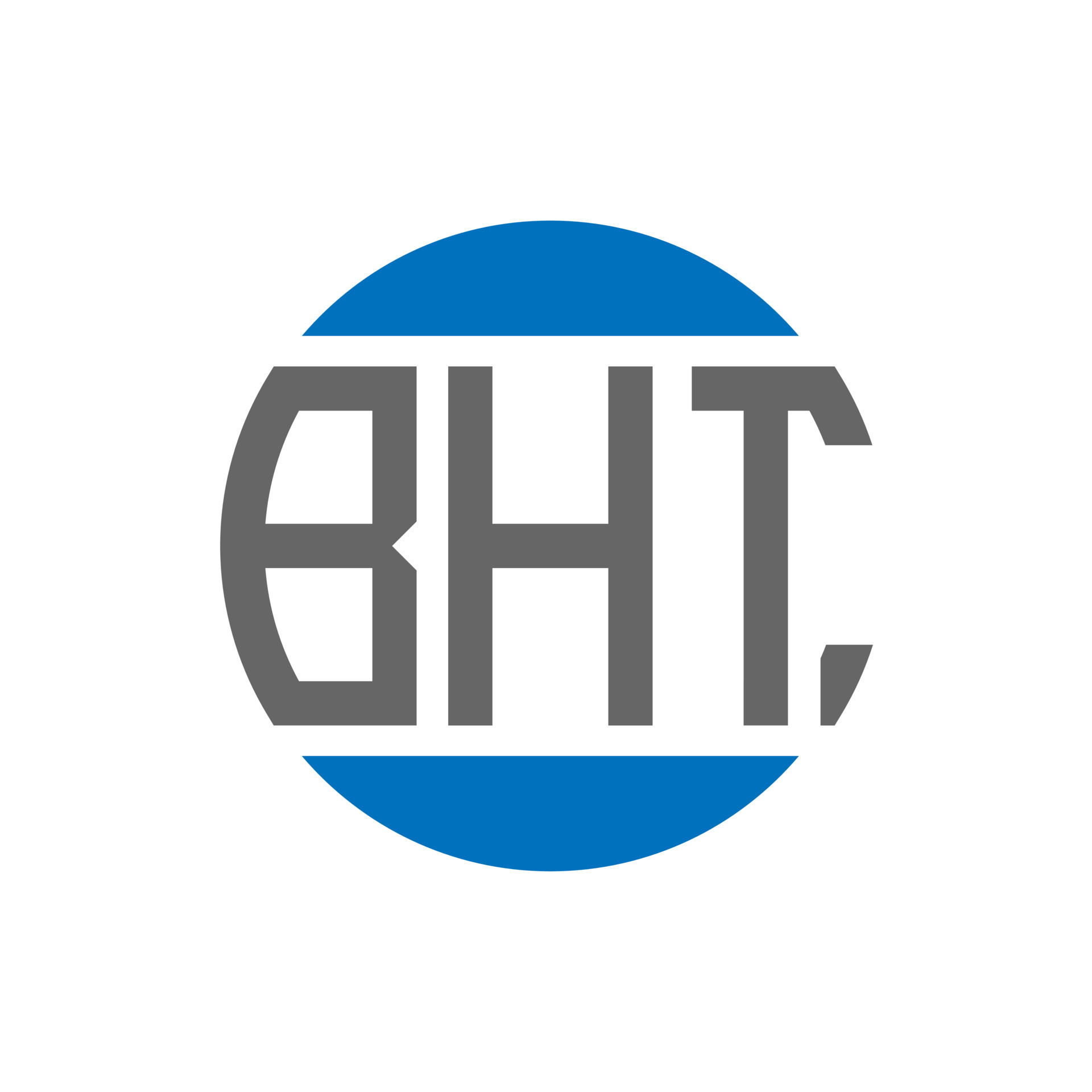 diseño de logotipo de letra bht sobre fondo blanco. concepto de logotipo de círculo de iniciales ...