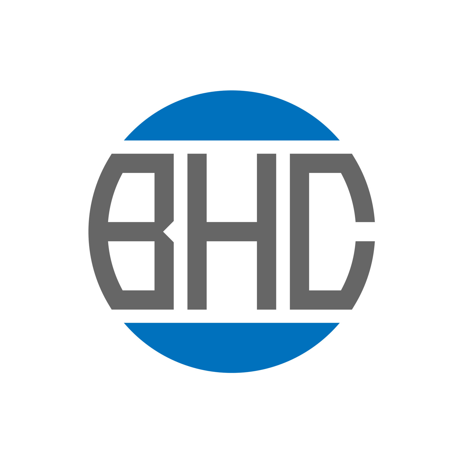 diseño de logotipo de letra bhc sobre fondo blanco. concepto de logotipo de círculo de iniciales ...