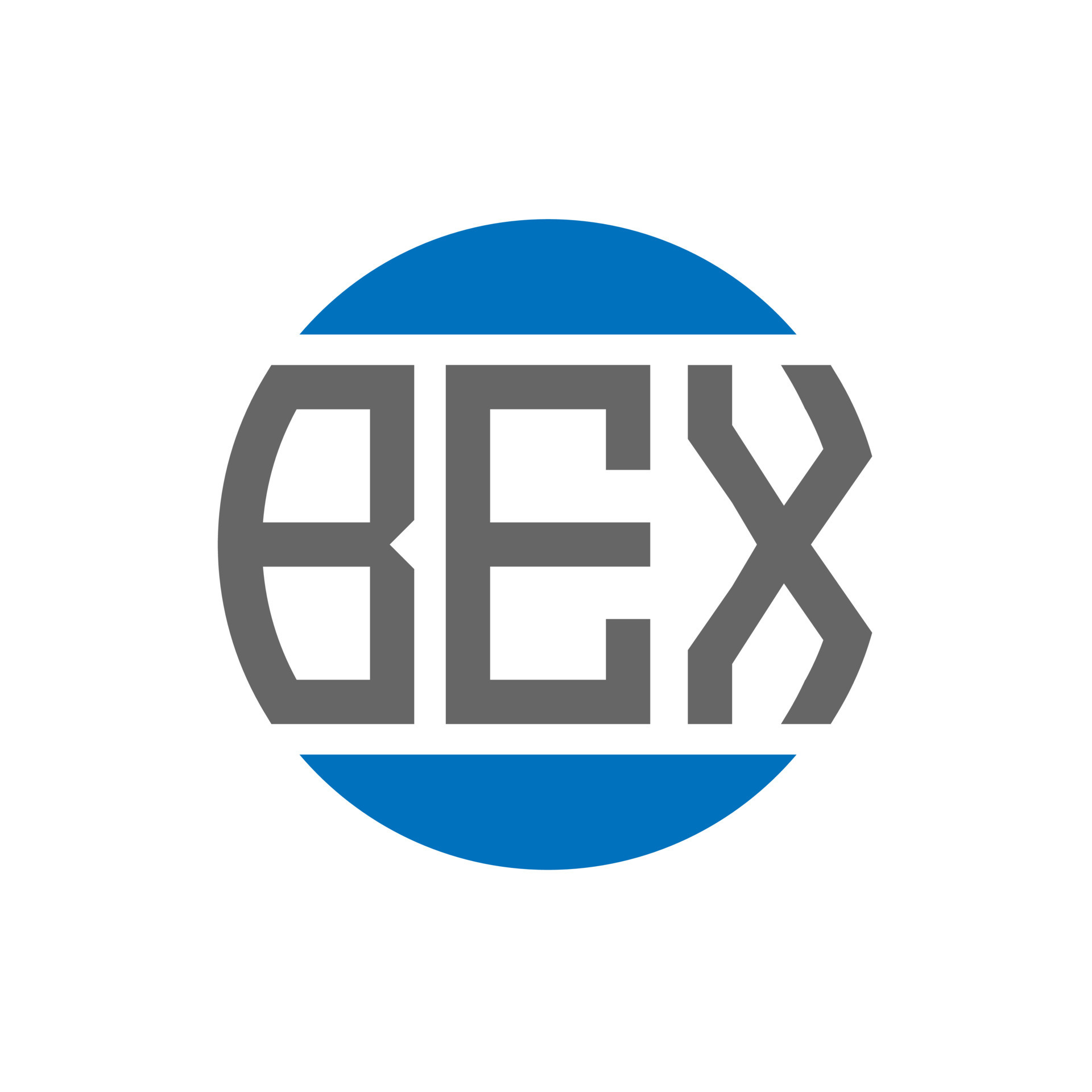 diseño de logotipo de letra bex sobre fondo blanco. concepto de logotipo de círculo de iniciales ...