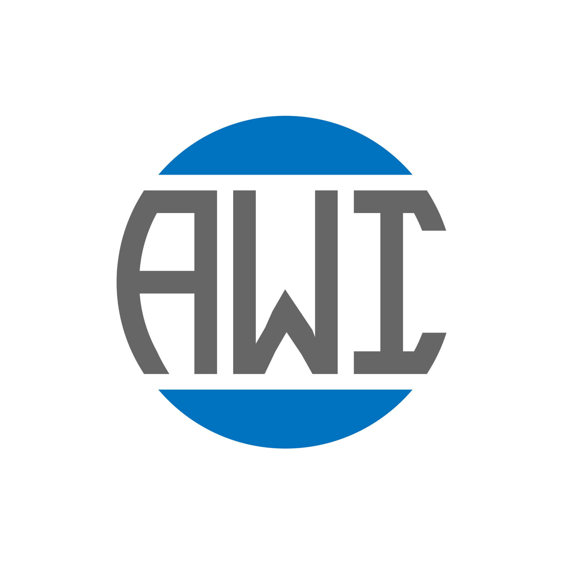 diseño de logotipo de letra awi sobre fondo blanco. concepto de logotipo de círculo de iniciales ...