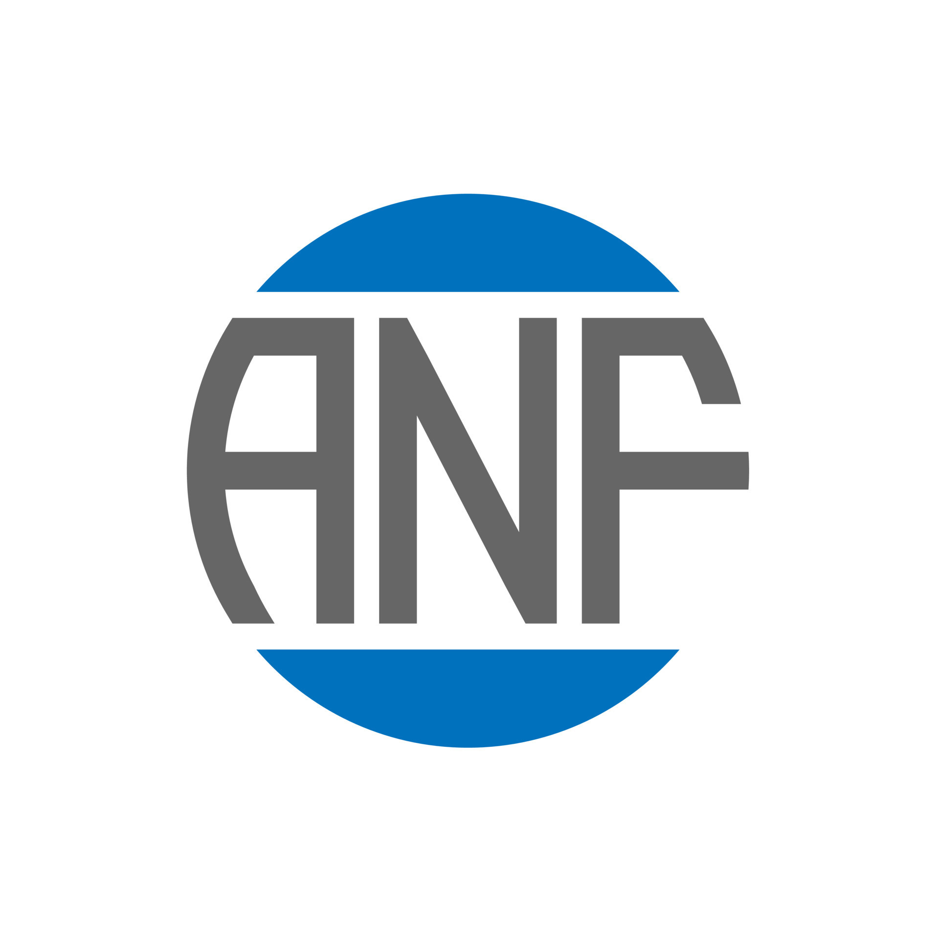 diseño de logotipo de letra anf sobre fondo blanco. concepto de logotipo de círculo de iniciales ...