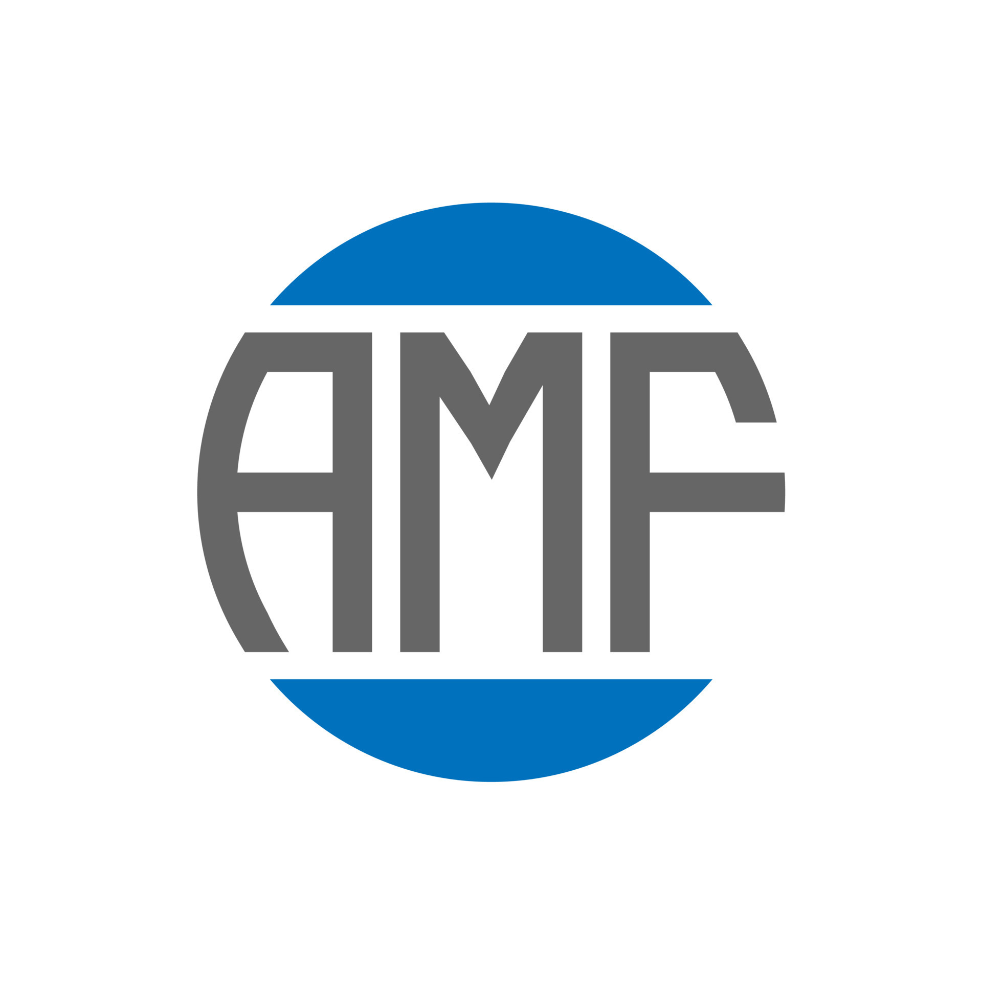 diseño de logotipo de letra amf sobre fondo blanco. concepto de logotipo de círculo de iniciales ...