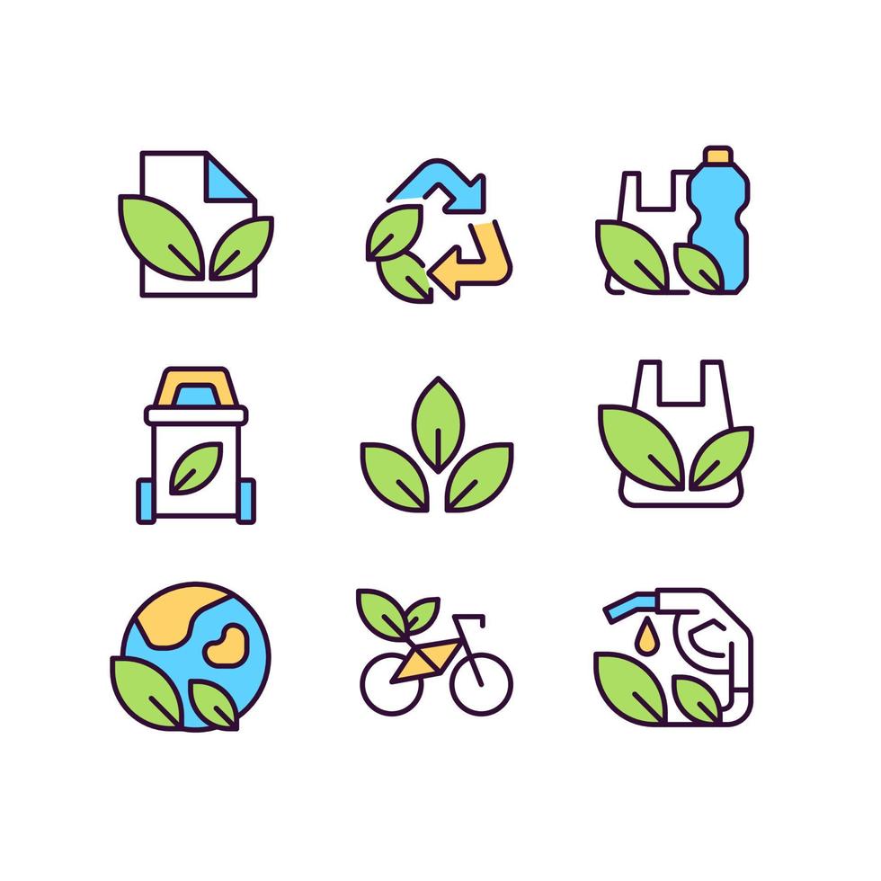 Recycling materials pixel perfect RGB color icons set. Reuse old items ... Recycling materials pixel perfect RGB color icons set. Reuse old items ...
