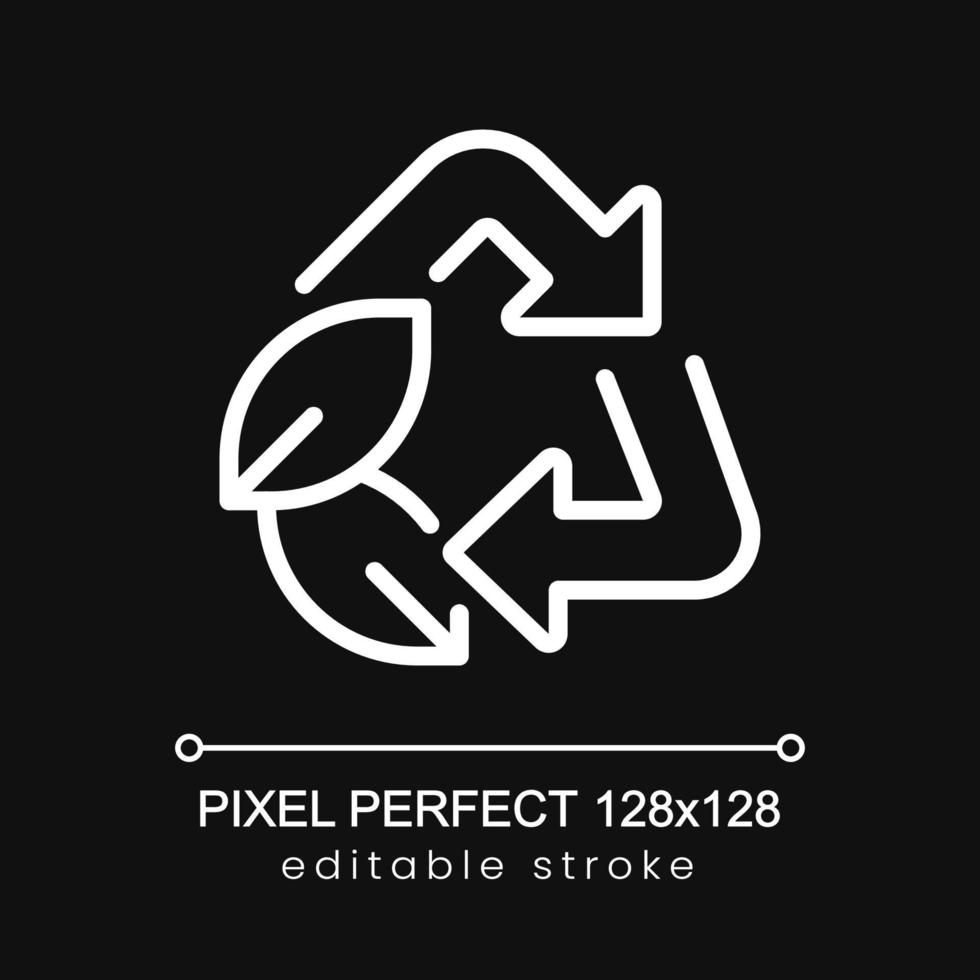 Recycling pixel perfect white linear icon for dark theme. Waste ... Recycling pixel perfect white linear icon for dark theme. Waste ...